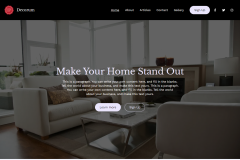 Make a Website with Decorum Magazine Template | Website.com