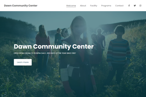 Make a Website with Dawn Community Center Template | Website.com