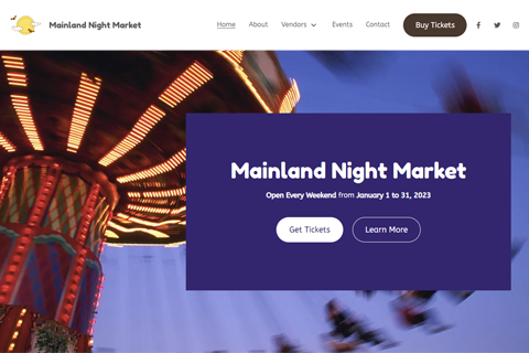 Make a Website with Mainland Night Market Template | Website.com