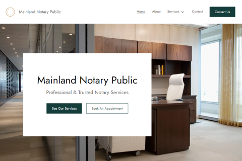 Make a Website with Mainland Notary Public Template | Website.com