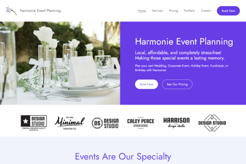 Make a Website with Harmonie Event Planning Template | Website.com