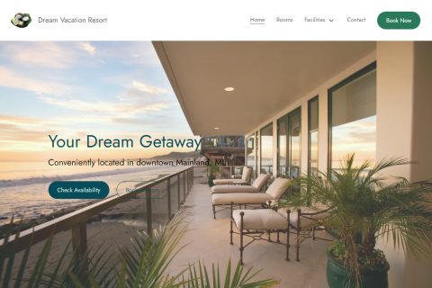 Make a Website with Dream Vacation Resort Template | Website.com