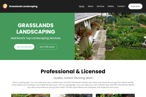 Make a Website with Grasslands Landscaping Template | Website.com