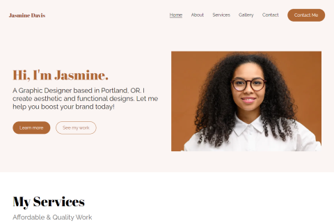 Make a Website with Jasmine Davis Portfolio Template | Website.com