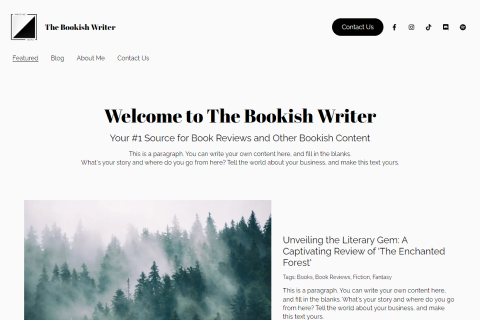 Make a Website with The Bookish Writer Blog Template | Website.com