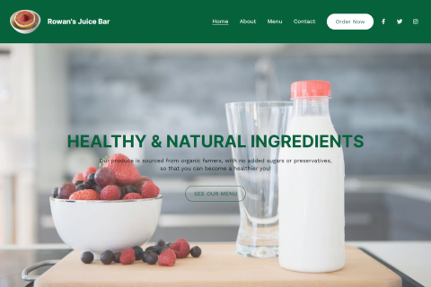 Make a Website with Rowan's Juice Bar Template | Website.com