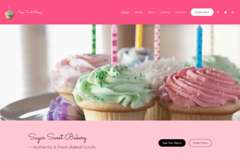 Make a Website with Sugar Sweet Bakery Template | Website.com