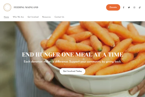 Make a Website with Feeding Mainland Food Bank Template | Website.com