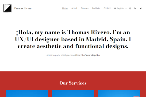 Make a Website with Thomas Rivero Portfolio Template | Website.com
