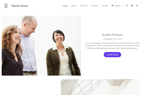 Make a Website with Vignette Agency Template | Website.com