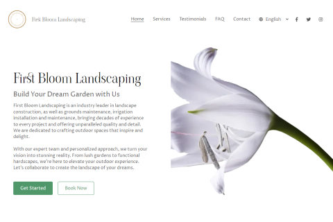 Make a Website with First Bloom Landscaping Template | Website.com