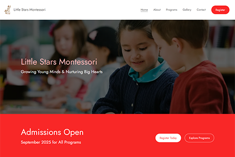 Make a Website with Little Stars Montessori Template | Website.com